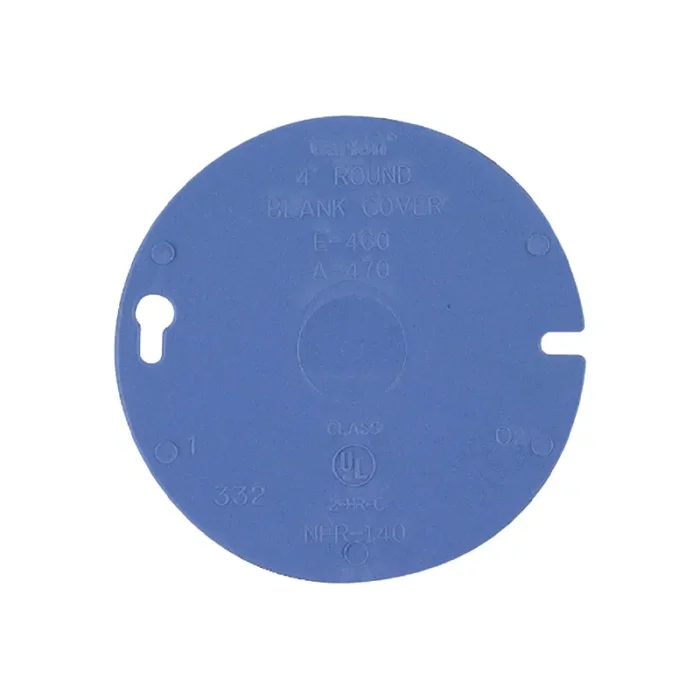 Carlon 4 In. Blank Blue Round Box Cover - Almandoz Hardware Ltd.